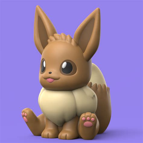 Stl File Pokemon Eevee Easy Print No Support 🐉・3d Printable Model