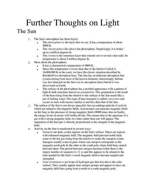 Astr 10 Astronomy Lecture Notes 10 Further Thoughts On Light The Sun 1 The Suns Atmosphere