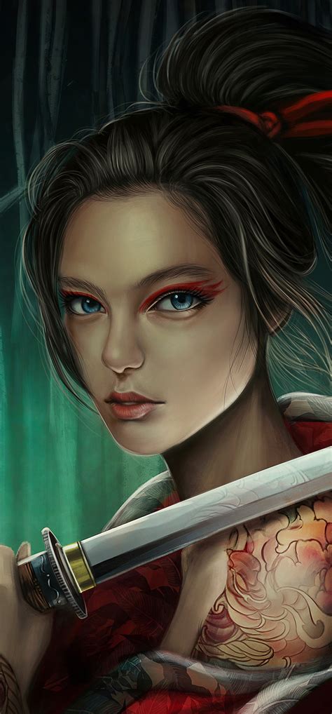 1242x2668 Warrior Girl With Sword 4k Iphone Xs Max Hd 4k Wallpapers