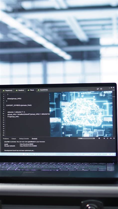 Vertical Laptop In Data Center Facility With Artificial Intelligence