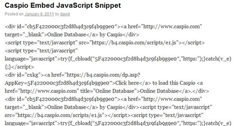 Caspio Embedded Javascript Snippet Carr Communications Inc