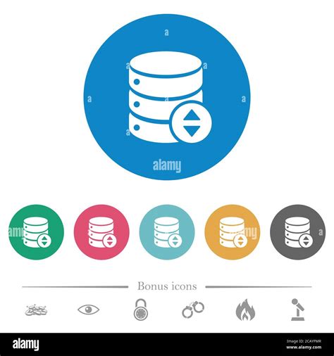 Adjust Database Value Flat White Icons On Round Color Backgrounds 6