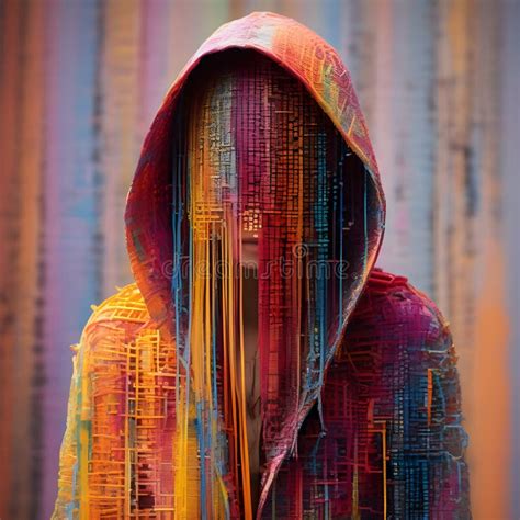 A Vibrant Flowing Of Colorful Silhouette Cyber Crime Hacker Breaking Into The Computer Server