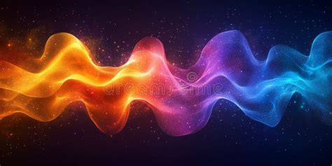 Bright Colorful Energy Waves Flowing Across A Dark Background Symbolize Energy Stock Image