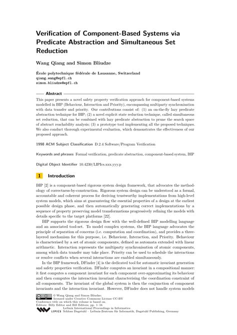 Pdf Verification Of Component Based Systems Via Predicate Abstraction And Simultaneous Set