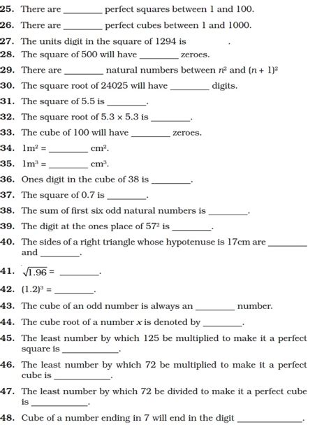Square And Square Roots Class 8 Worksheet Free Printable Worksheets