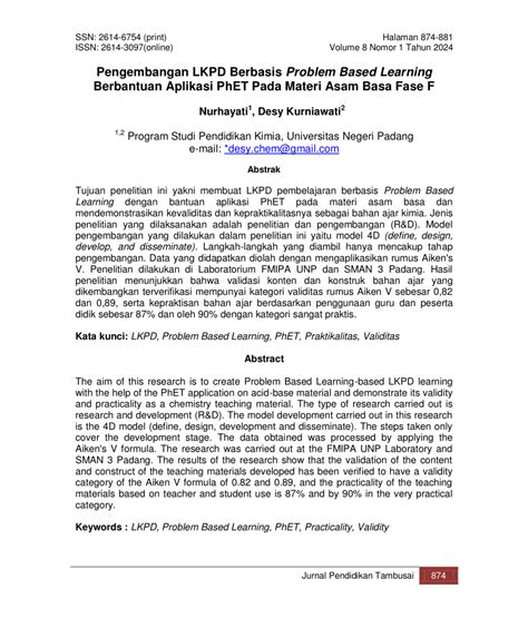 Pdf Pengembangan Lkpd Berbasis Problem Based Learning Berbantuan
