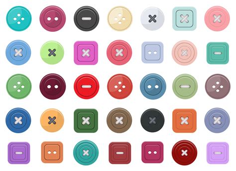 Clothing Buttons Vector Design Illustration Set Isolated On White