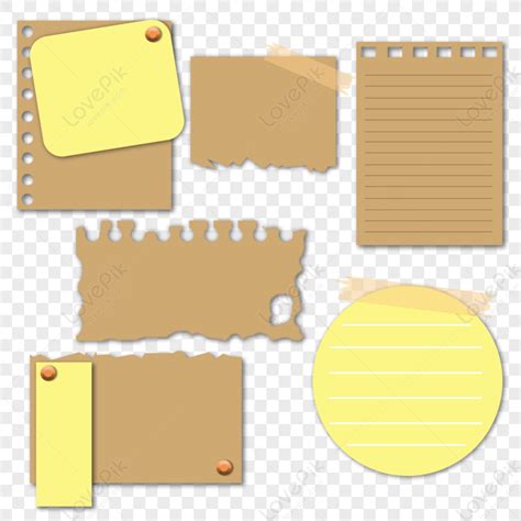 빈티지 일러스트 가죽 노트 메모지 메모 테이프 편지지 기호 사무실 Png 일러스트 무료 다운로드 Lovepik