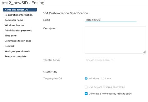 Unable To Generate New Sid Vmware Vsphere