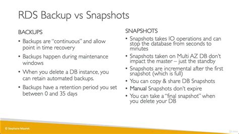 Aws Rds Backup Vs Snapshots Youtube