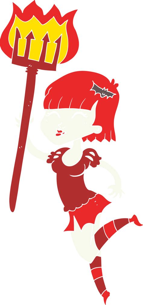 Flat Color Illustration Of A Cartoon Devil Girl 12181590 Vector Art At