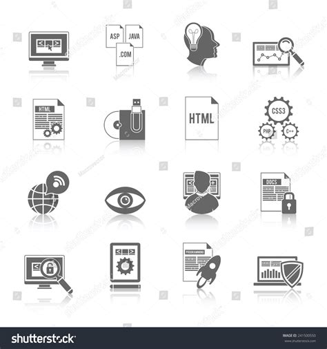 Programmer Icon Black Set Software Development Stock Vector Royalty