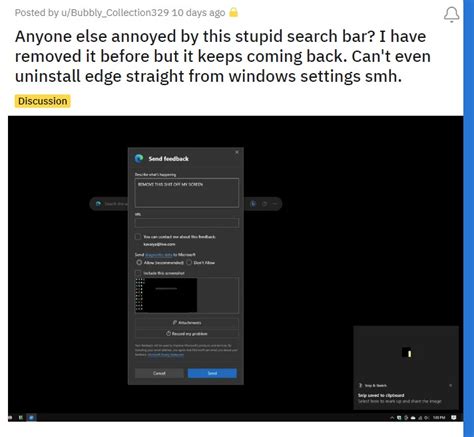 microsoft edge or bing search bar randomly appearing on desktop