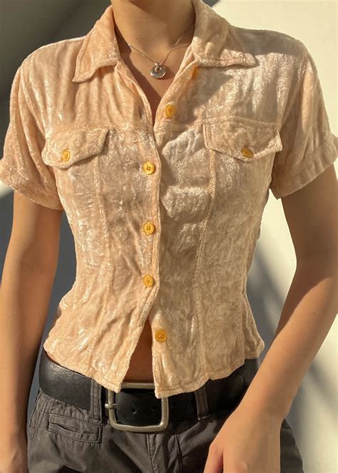 Velvet Peach Button Down S Retro And Groovy