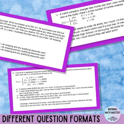 Piecewise Functions Applications And Word Problems Practice Worksheet 1