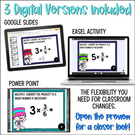 Winter Multiplying Fractions And Mixed Numbers Task Cards Curious Classroom Adventures