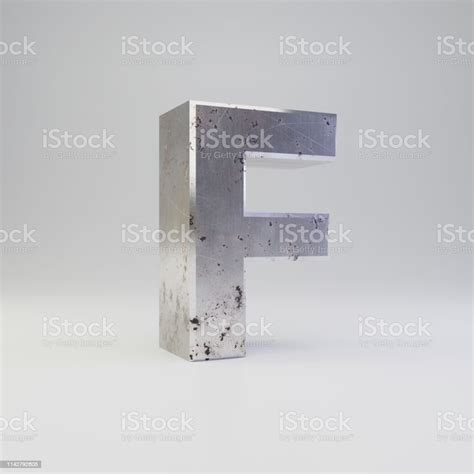 금속 문자 F 대문자 3d 렌더 긁힌 녹슨 금속 글꼴 흰색 배경에 고립 0명에 대한 스톡 사진 및 기타 이미지 0명 3차원