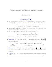 Understanding Tangent Planes Linear Approximations Course Hero