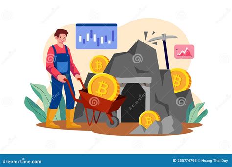 Cryptocurrency Mining Illustration Concept On White Background Stock Vector Illustration Of