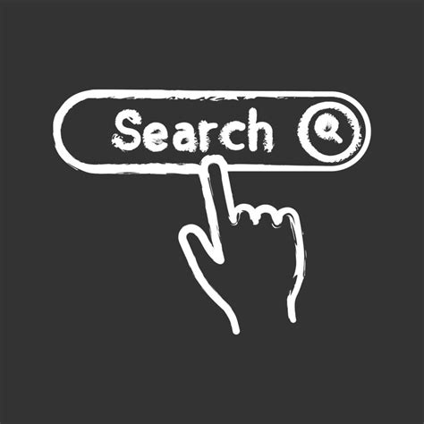 Search Button Click Chalk Icon Internet Surfing Hand Pressing Find