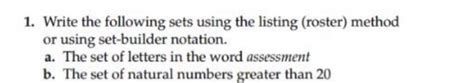 Solved 1 Write The Following Sets Using The Listing
