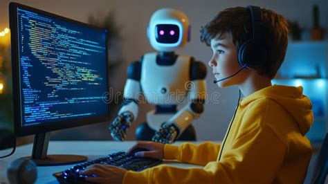 Youthful Programmer In A Headset Is Coding A Program On A Computer For