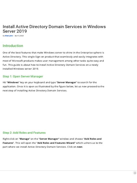 install active directory domain services in windows server 2019