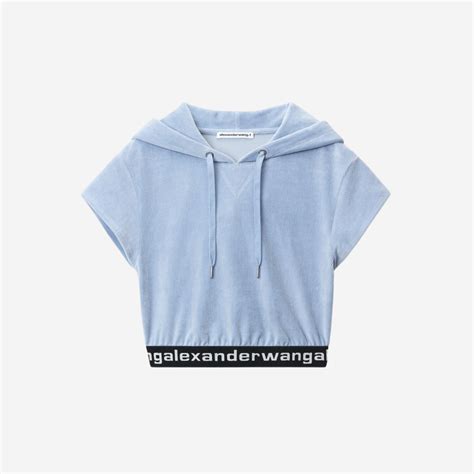W 알렉산더 왕 스트레치 코듀로이 캡 슬리브 후드 페리윙클 블루 Alexander Wang Kream