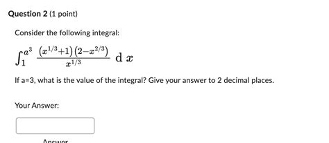 Solved Question Point Consider The Following Integral Chegg