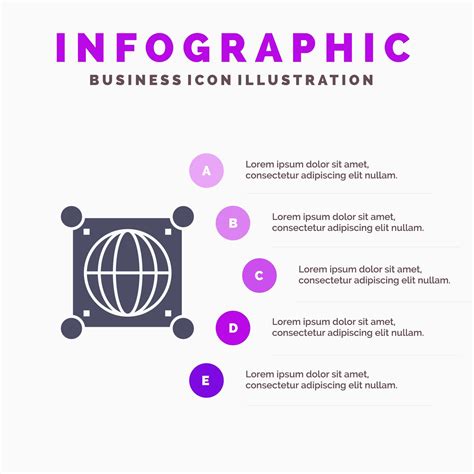 Globe Global World Science Solid Icon Infographics 5 Steps Presentation