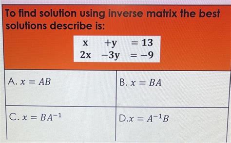solved to find solution using inverse matrix the best
