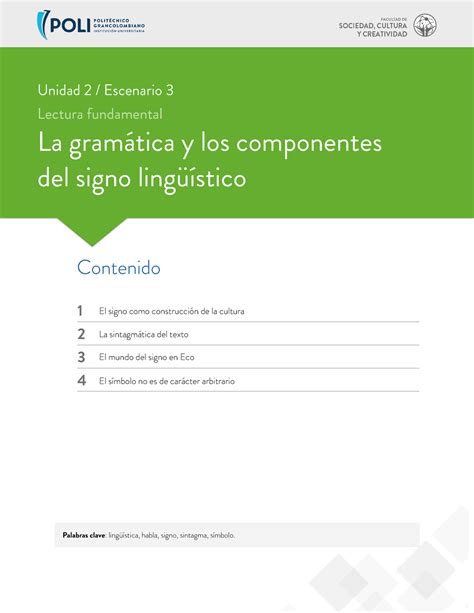 Los componentes inguistics 3 Palabras clave lingüística habla signo sintagma símbolo