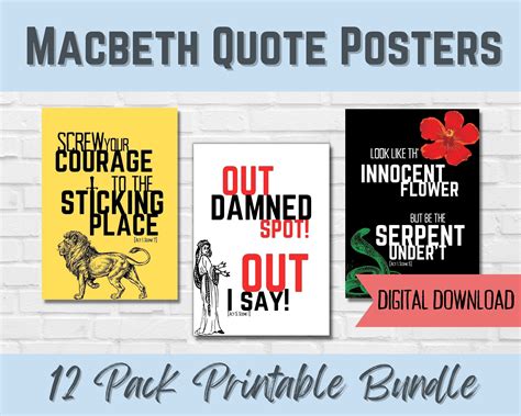 Macbeth Quotations Key Quotes Display Posters Digital Download Literature Etsy UK