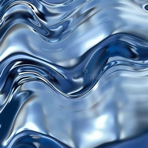 Ai Generated Illustration Of A Metallic Surface With Smooth Reflective Curves And Waves Stock