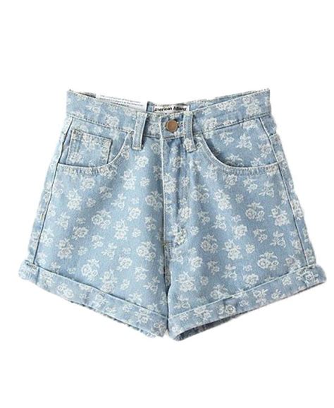 High Waist Flower Print Denim Shorts Floral Denim Shorts Floral
