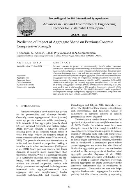 Pdf Prediction Of Impact Of Aggregate Shape On Pervious Concrete Compressive Strength