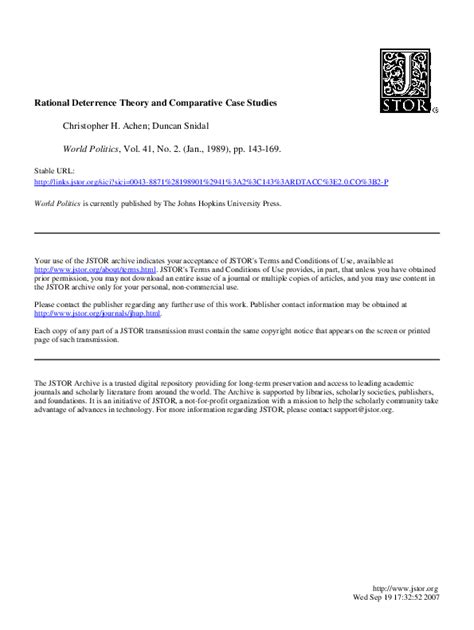 Pdf Rational Deterrence Theory And Comparative Case Studies