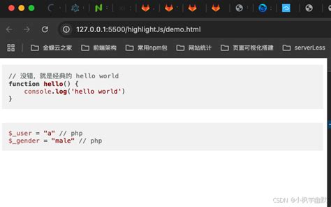 掘金文章中的语法高亮效果是怎么实现的？highlightjs主题 Csdn博客
