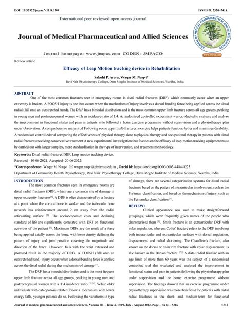 Pdf Efficacy Of Leap Motion Tracking Device In Rehabilitation