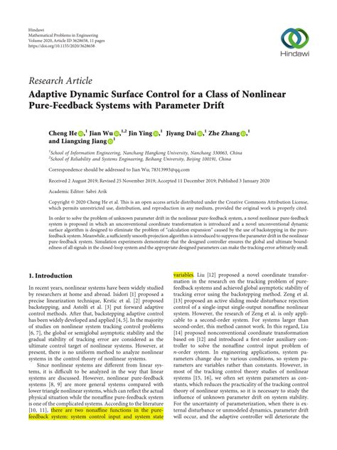 pdf adaptive dynamic surface control for a class of nonlinear pure