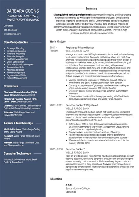 Banking Cv Examples And Templates Visualcv