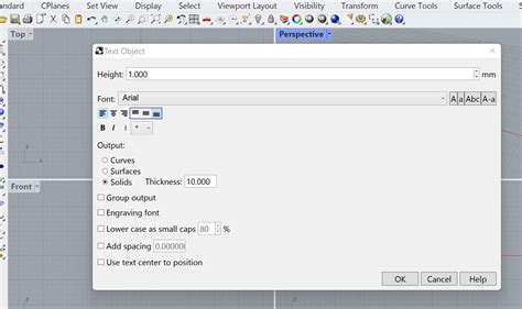 Textobject Command Not Showing Typing Column On Windows Rhino7 Rhino