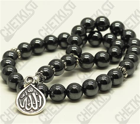 Четки из гематита с мусульманской подвеской купить