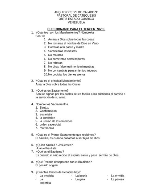 Cuestionario Jissell Pdf Eucaristía Cristo Título