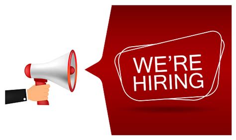 손으로 들고 메가 폰 우리는 사인을 고용하고 있습니다 벡터 일러스트레이션 개념에 대한 스톡 벡터 아트 및 기타 이미지 개념 경영자 금융 Istock