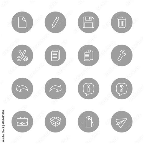 Line Web Icon Set On Gray Circle For Web Design User Interface Ui Infographic And Mobile