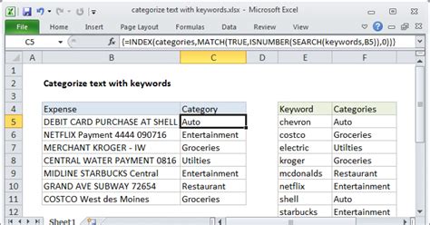 Categorize Text With Keywords Excel Formula Exceljet