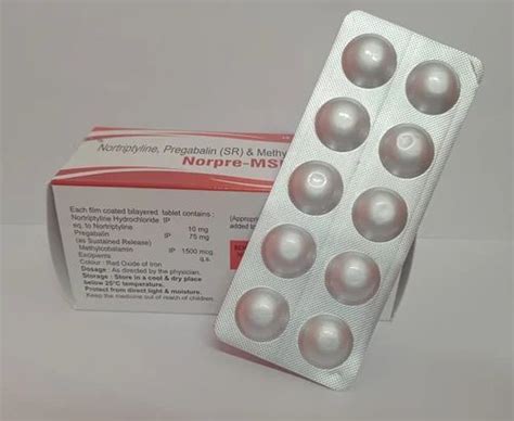 Pregabalin Nortriptyline And Methylcobalamin Tab Paqckaging Size 10 10 Tablets 75 Mg At