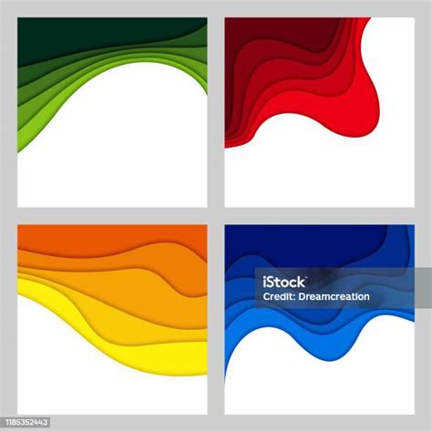 3d 추상 배경 및 종이 컷 모양 벡터 일러스트레이션 세트 3차원 형태에 대한 스톡 벡터 아트 및 기타 이미지 3차원 형태 곡선 공예 Istock